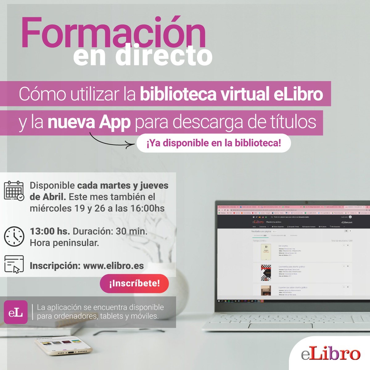 Sesiones de formación de eLibro. MAYO | Universidad de Huelva